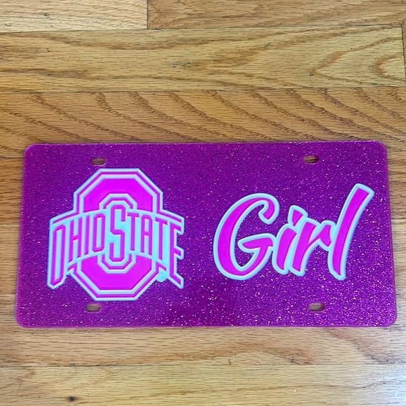Other | Pink Glitter Ohio State Vanity License Plate | Poshmark